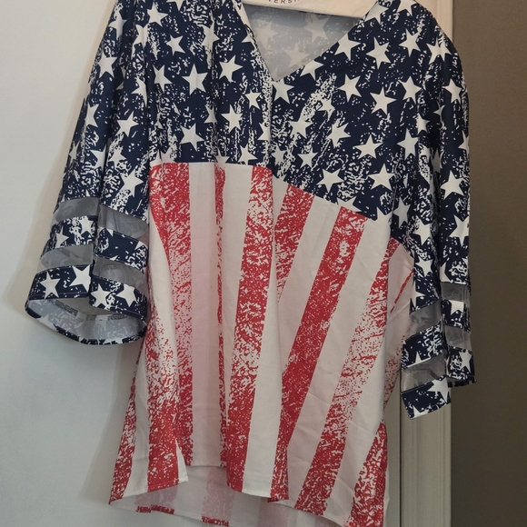 Tops | American Flag Vneck Tunic Top Stars Stripes Xl Lightweight ...